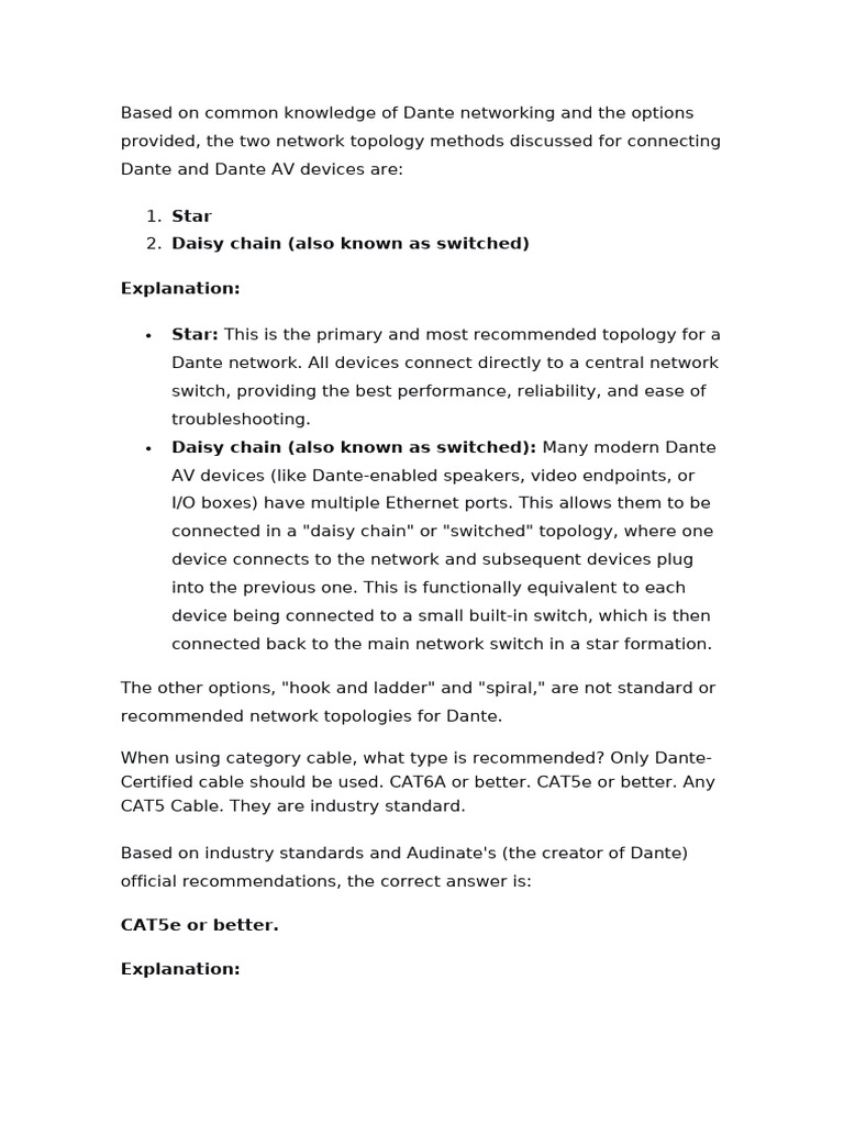 Dante Networking and The Options Provided | PDF | Computer Network | Ip ...