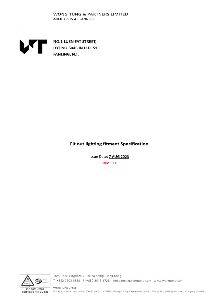 Fit Out Lighting Specification for Fanling | PDF | Electrical ...