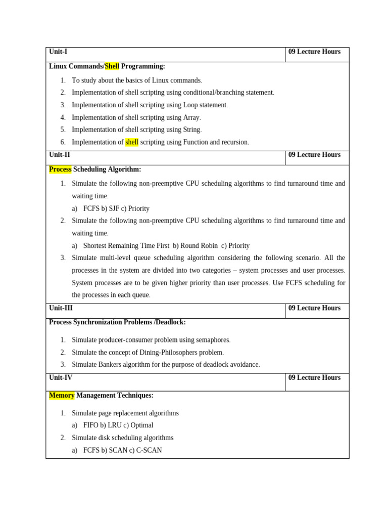 OS List of Programs | PDF