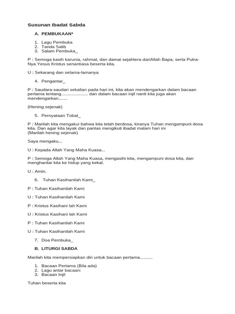 Panduan Ibadat Sabda Lengkap | PDF