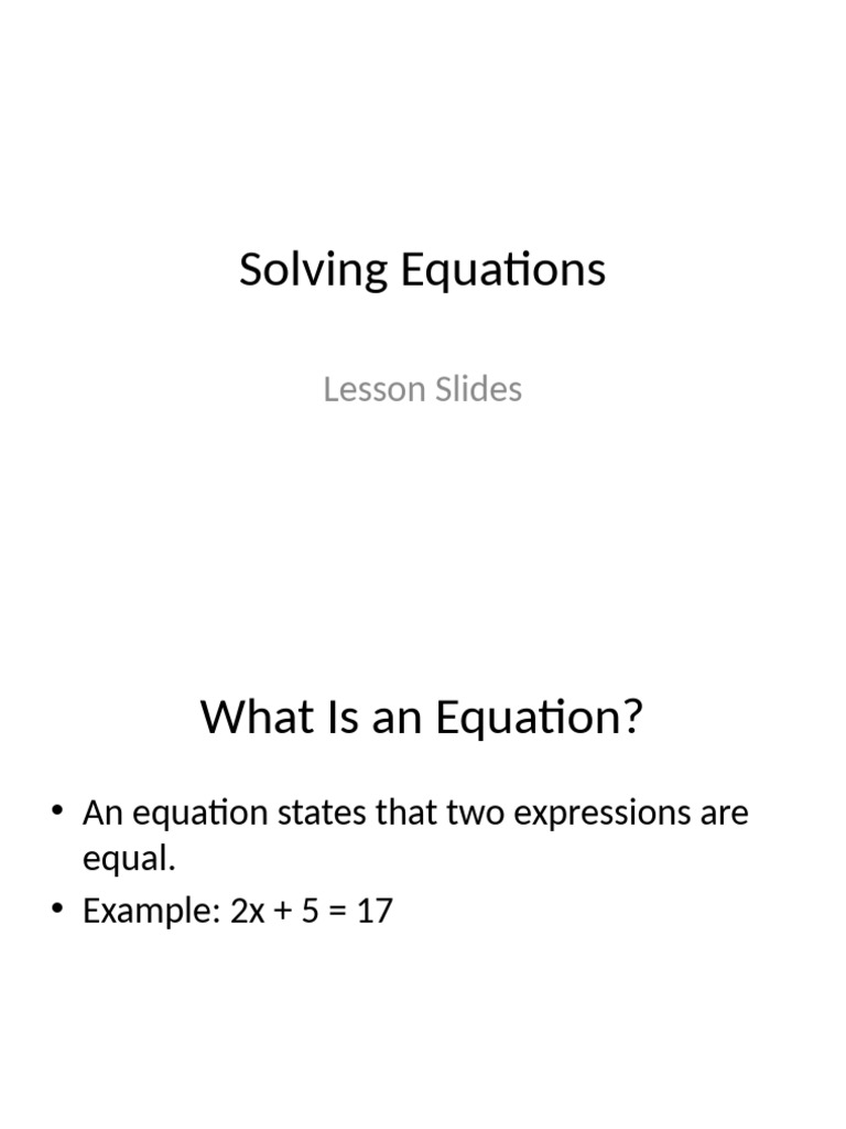 Solving Equations Slides | PDF
