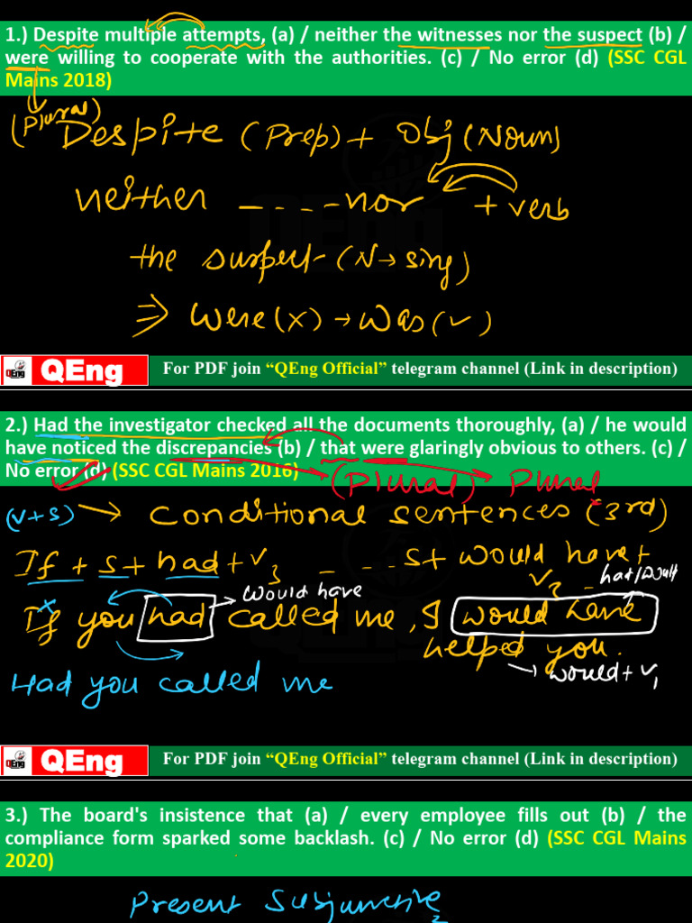 Marks Booster - Errors (Tough Concepts) - With Annotations | PDF | Verb ...