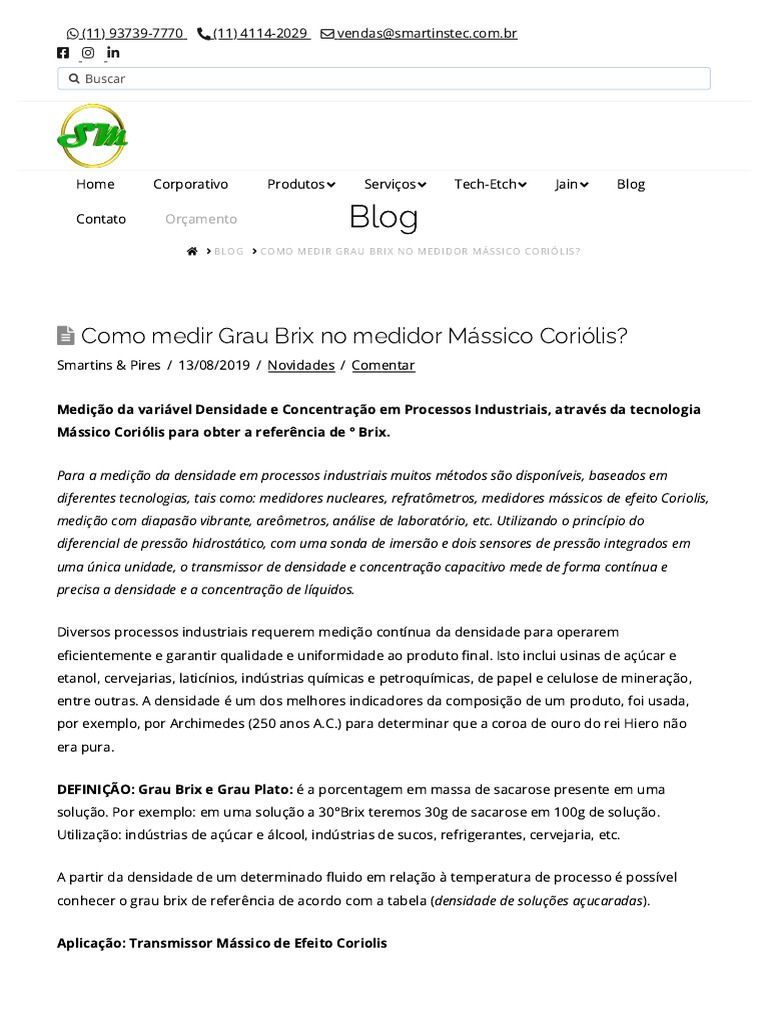 Como Medir Grau Brix No Medidor Mássico Coriólis_ - Smartins & Pires | PDF | Hidróxido de sódio ...