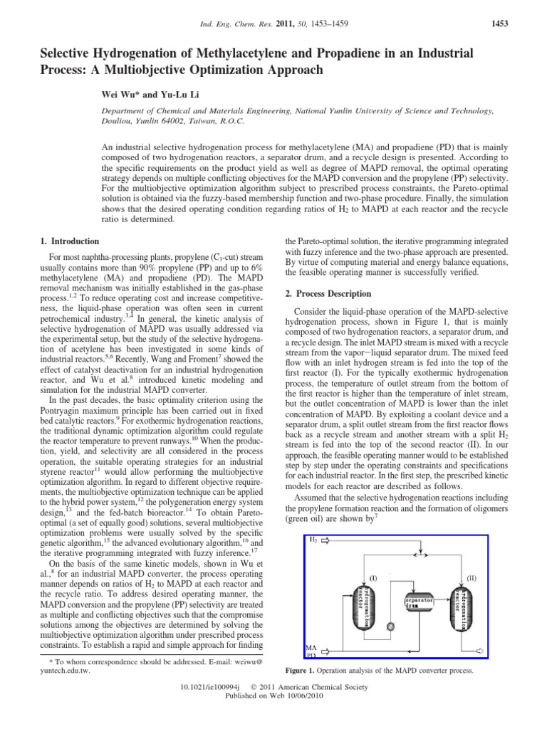 MAPD Selective Hydrogenation Process | PDF | Chemical Reactor | Mathematical Optimization