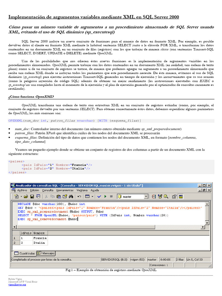 Argumentos XML Sqlserver | PDF | X camino | Ingeniería de software
