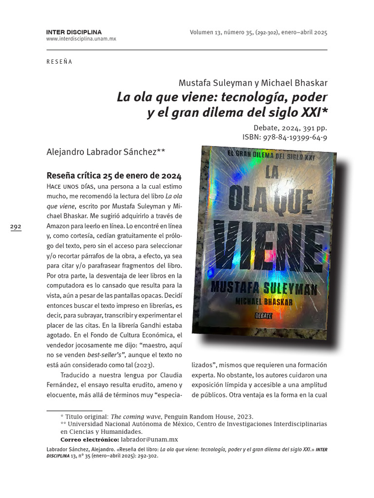 Mustafa Suleyman y Michael Bhaskar La Ola Que Vien | PDF | Marte | Residuos