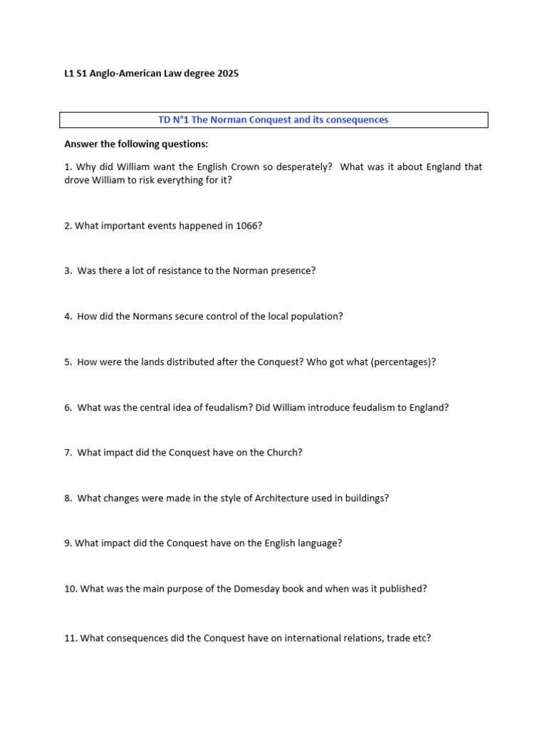 Norman Conquest: Key Impacts Explained | PDF