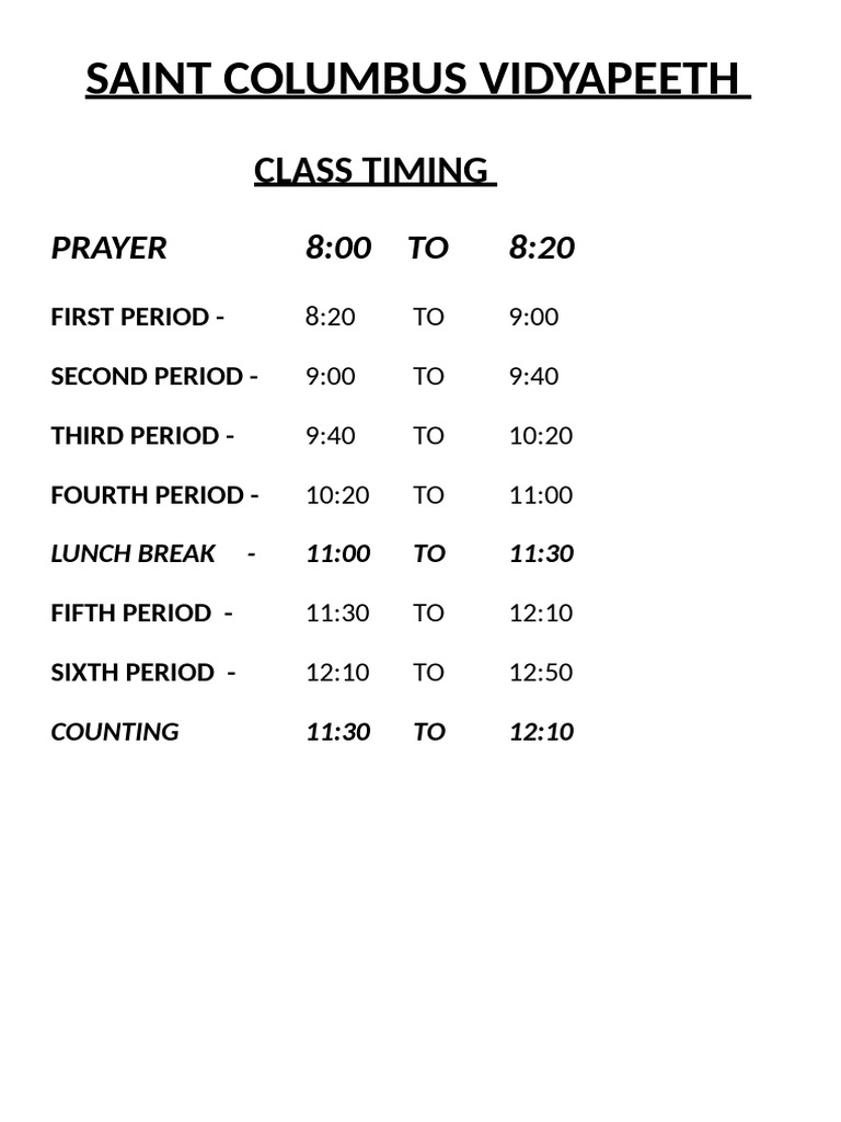 Class Timng S | PDF