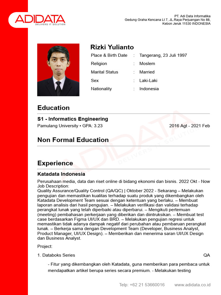 Rizki Yulianto CV Adidata | PDF
