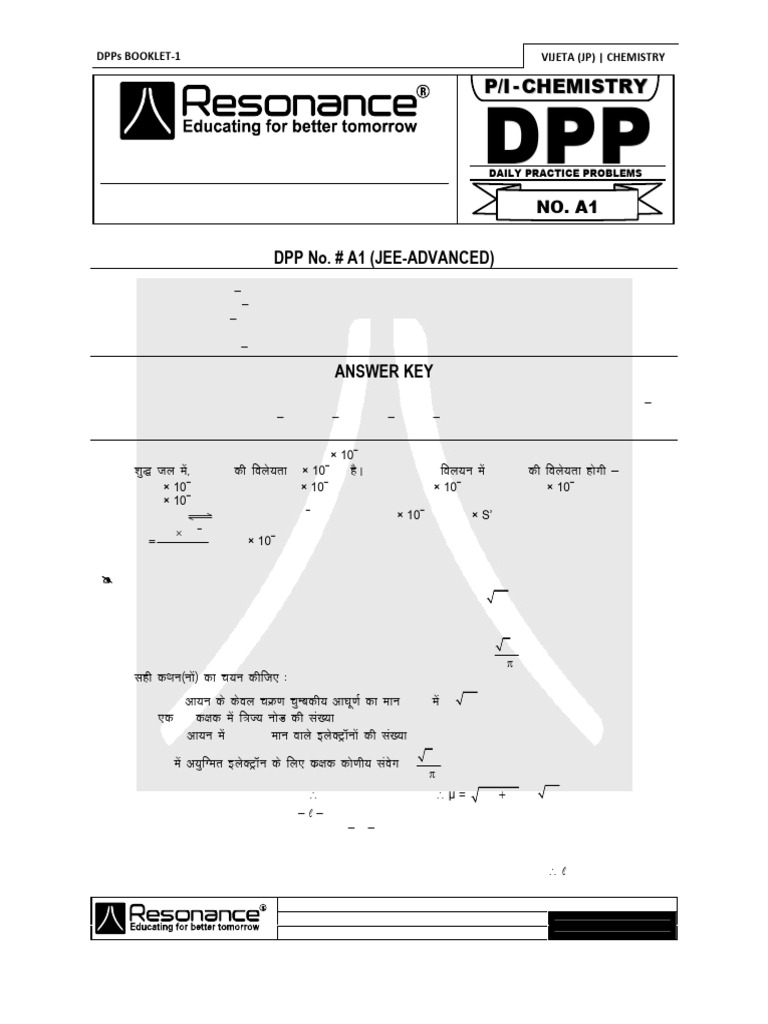 DPP Module-1 DPP No. A1 To A20 Physical Inorganic Hints Solution | PDF ...