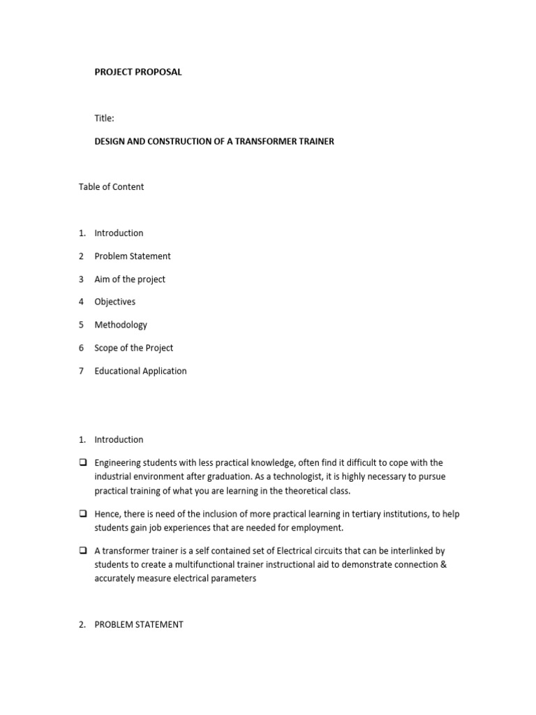 Transformer Project+Proposal | PDF | Transformer | Usability