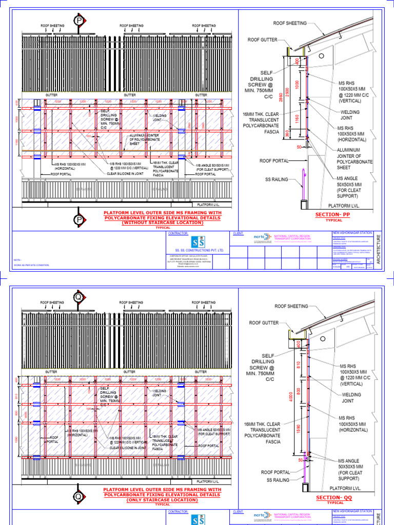 PL Outer Side Ms Framing With Polycarbonate Fixing Details | PDF