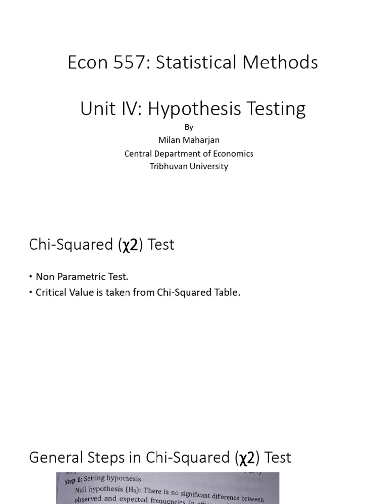 Chi Squared Test and Numericals | PDF
