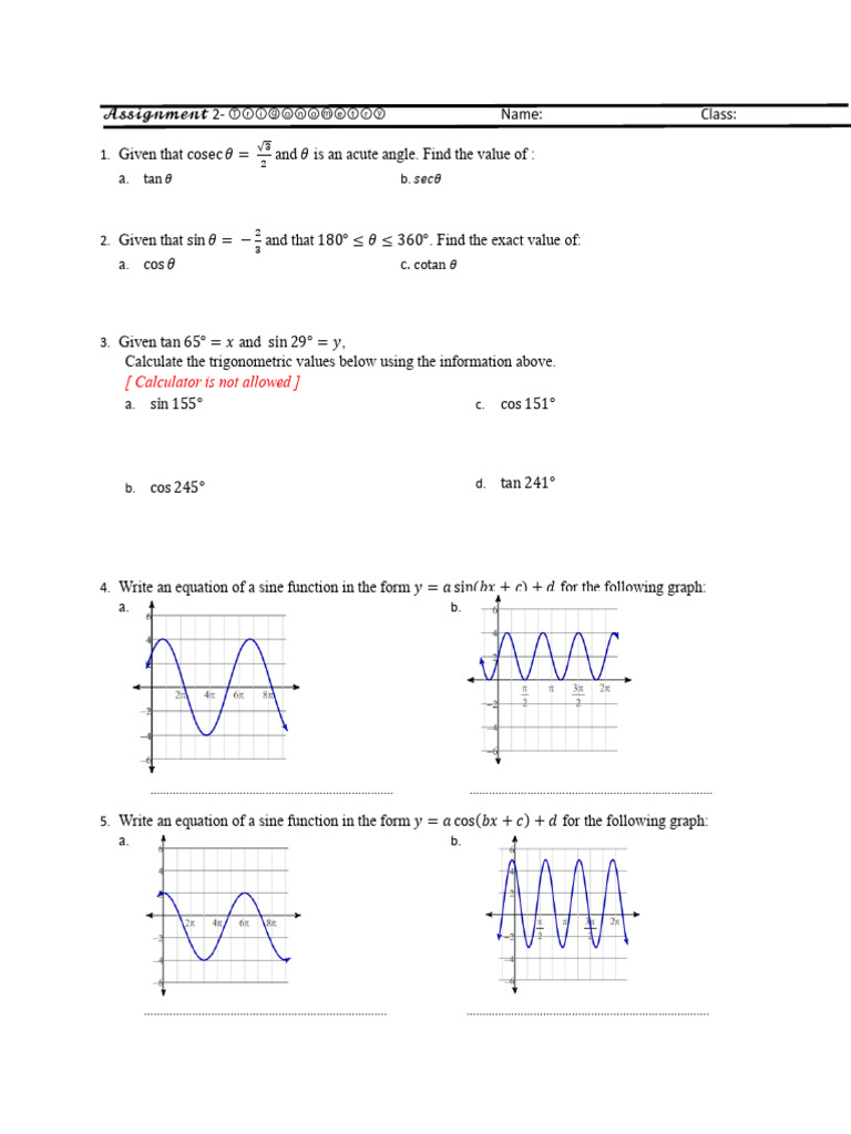 Assignment 2 Trigonometry | PDF