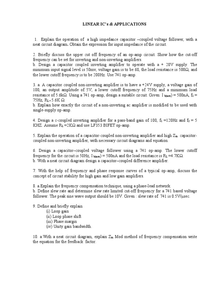 Lic Assignment | PDF | Operational Amplifier | Amplifier