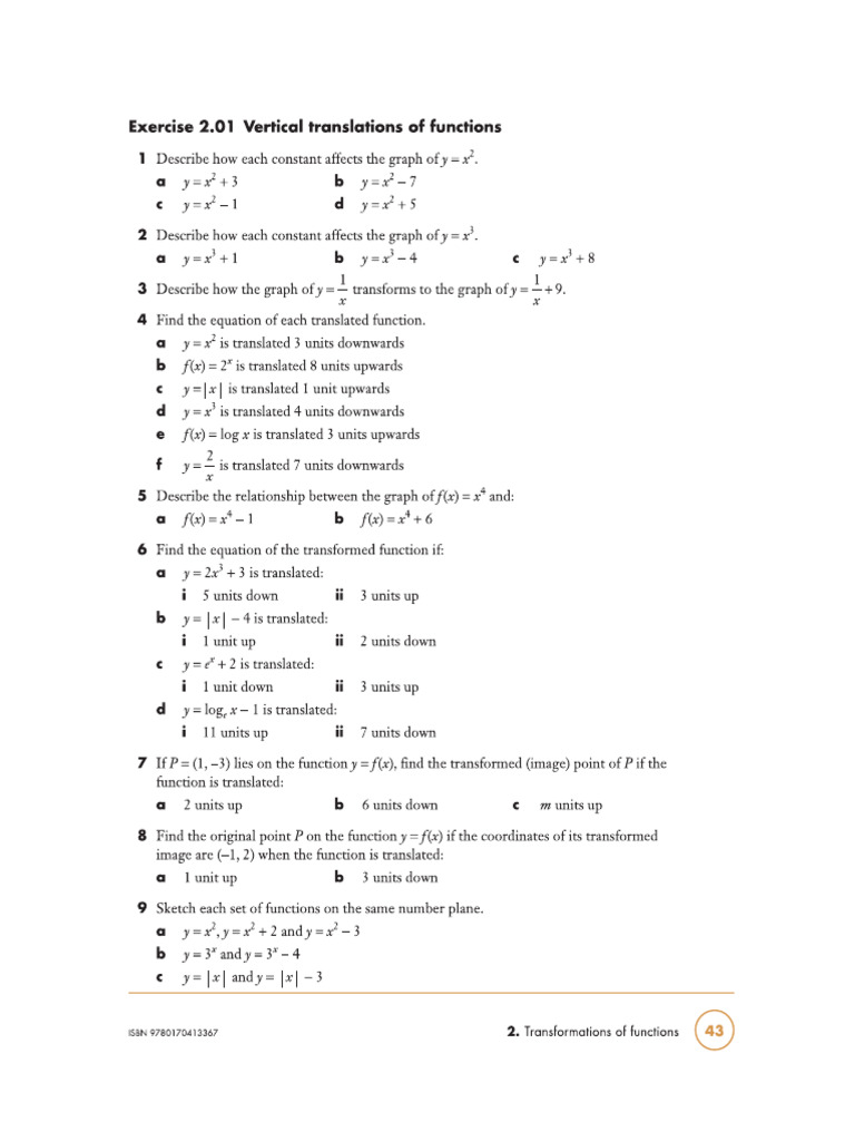 Ex 2.01 Translating Functions Vertically | PDF