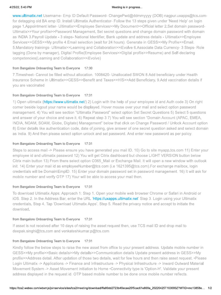 Onboarding Ultimatix Links | PDF