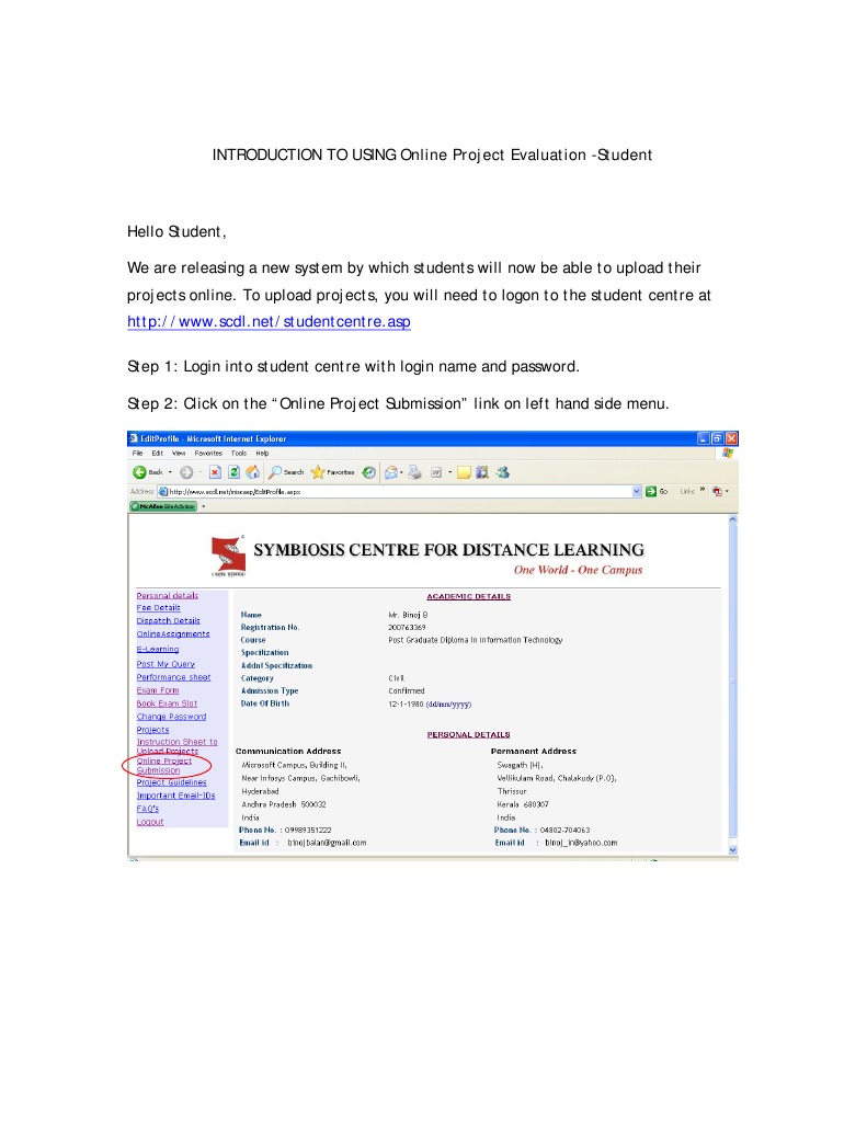 Online Project Submission Guide for Students | PDF | Career & Growth