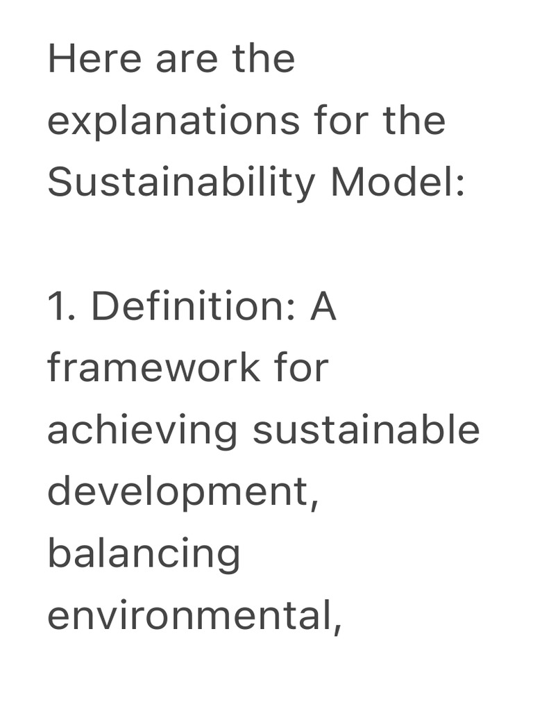 Here Are The Explanations For The Sustainability Model | PDF