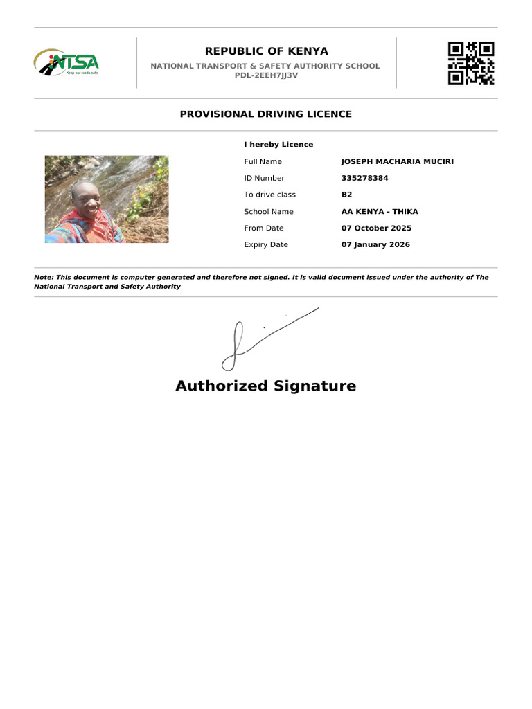 PDL 2EEH7JJ3V Provisional Driving License | PDF