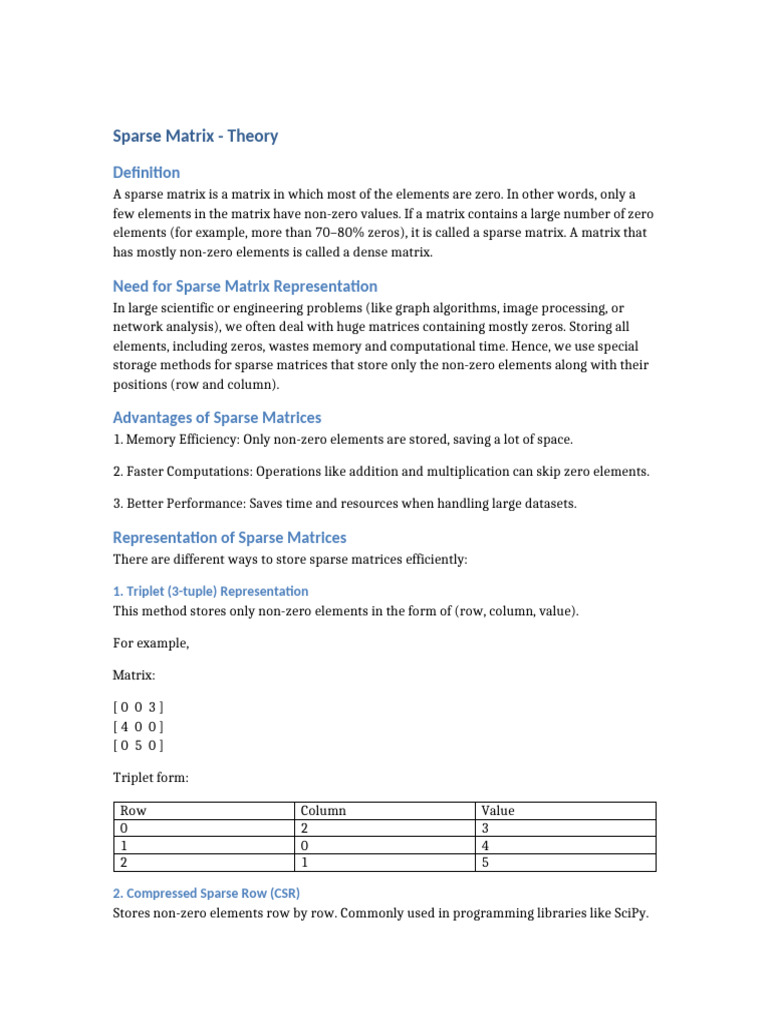 Sparse Matrix Simple Explanation | PDF | Matrix (Mathematics) | Mathematics