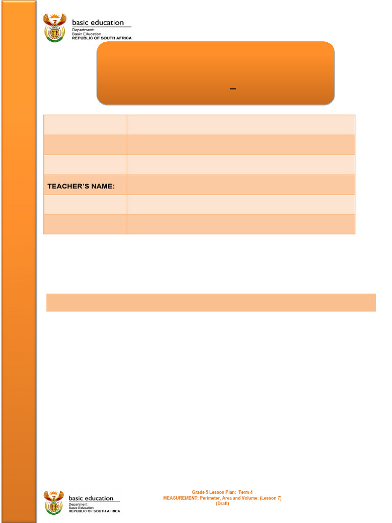 Grade 5 Perimeter, Area and Volume (Lesson 7) | PDF | Length | Volume