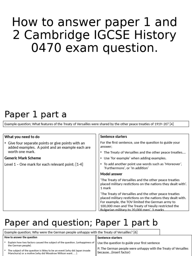 Cambridge IGCSE History Exam Guide | PDF | League Of Nations | World ...