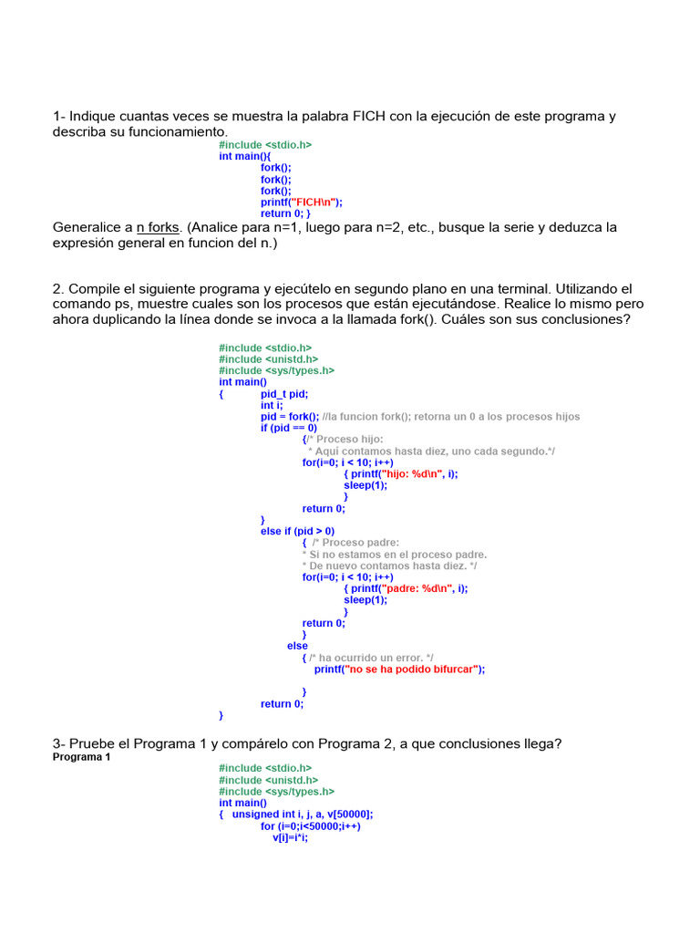 Practica Fork | PDF | Programación de computadoras | Ingeniería de software