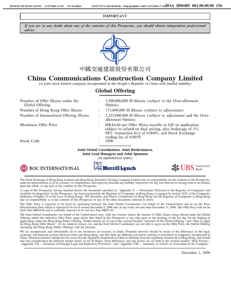 China Communications Construction Company Limited | PDF | Mergers And ...