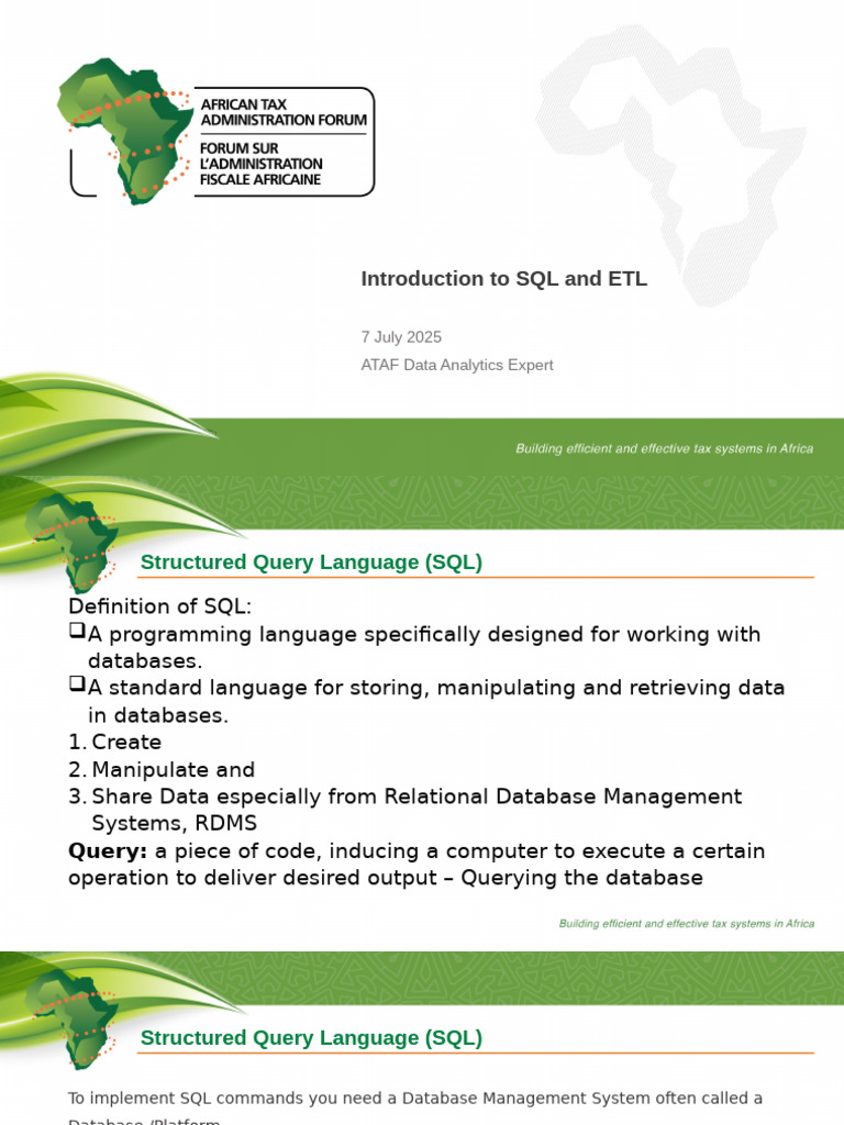 ATAF Power Point Presentation - Introduction To SQL and ETL | PDF | Sql ...