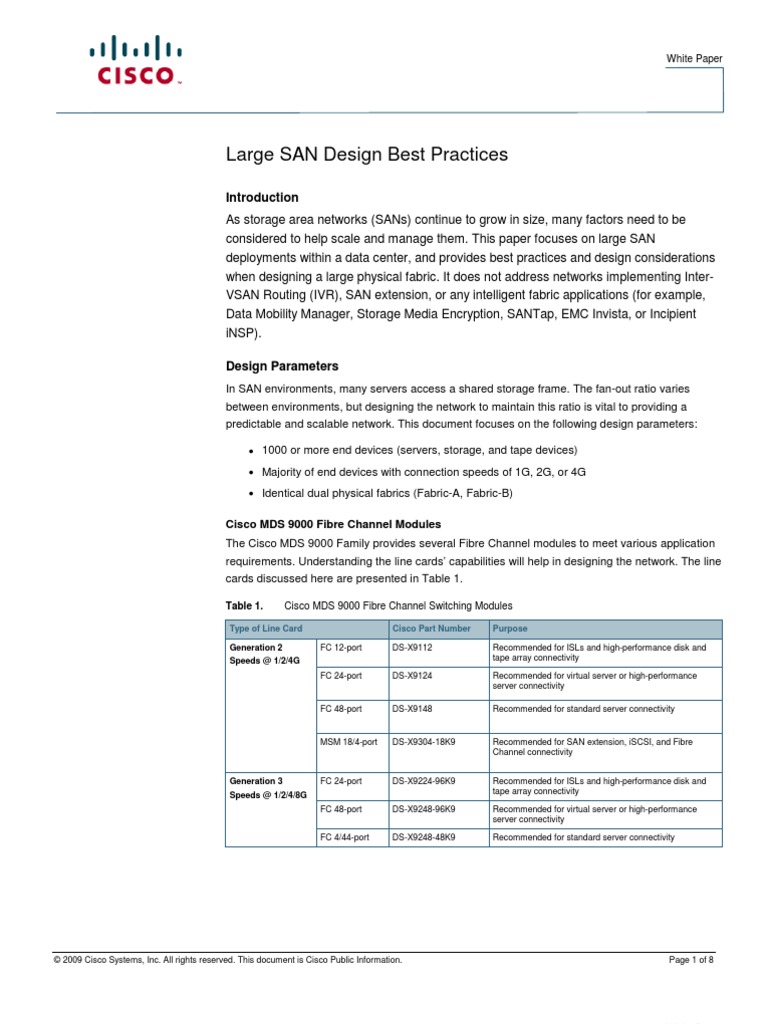 Cisco Large SAN Design Best Practices | PDF | Network Switch | Computer ...