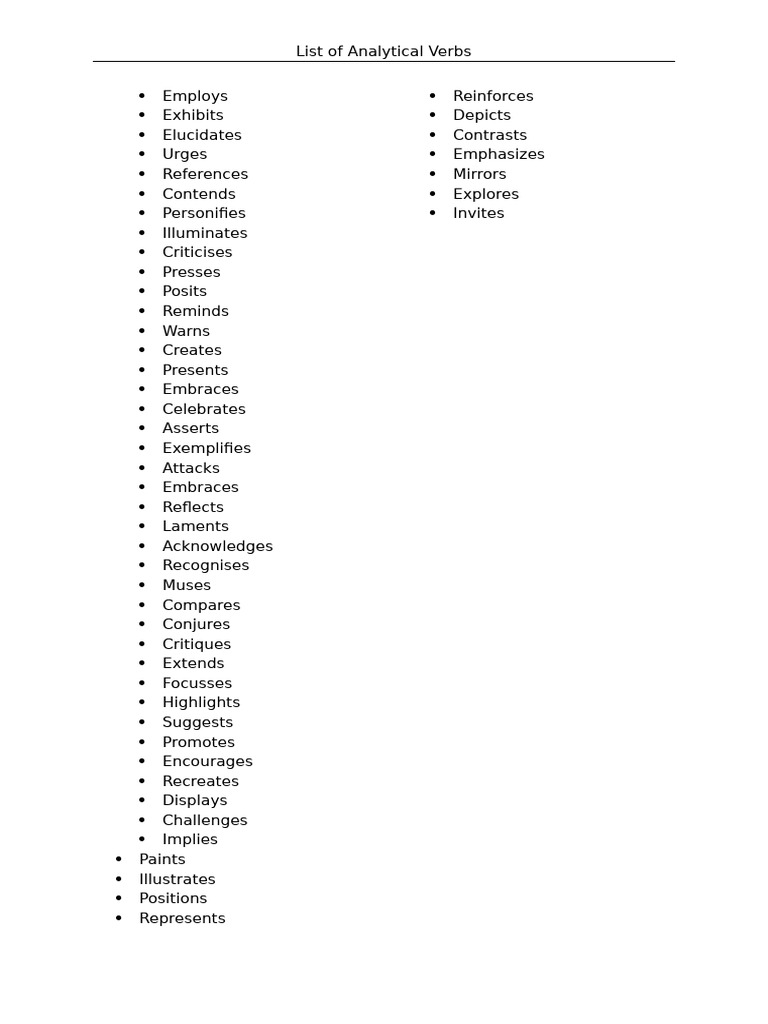 List of Analytical Verbs (1) | PDF