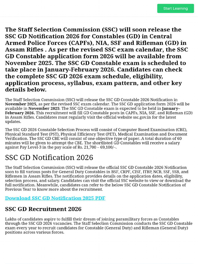SSC GD 2025exam Info | PDF