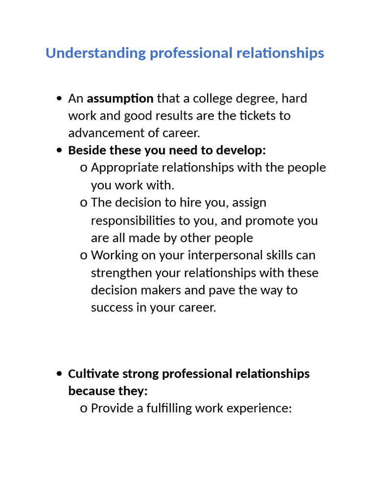 Building Strong Professional Relationships | PDF | Social Psychology ...
