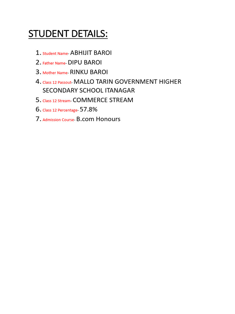 Student Details | PDF