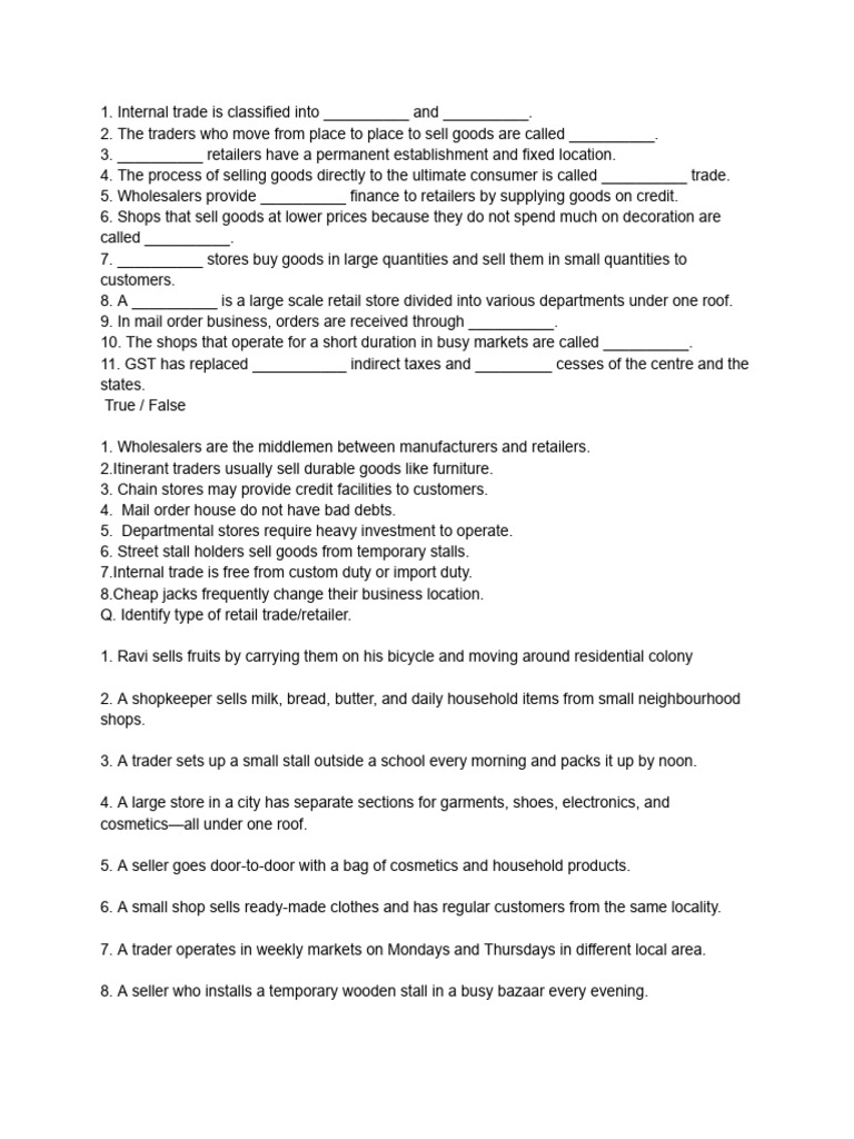 Types of Retail Trade Explained | PDF