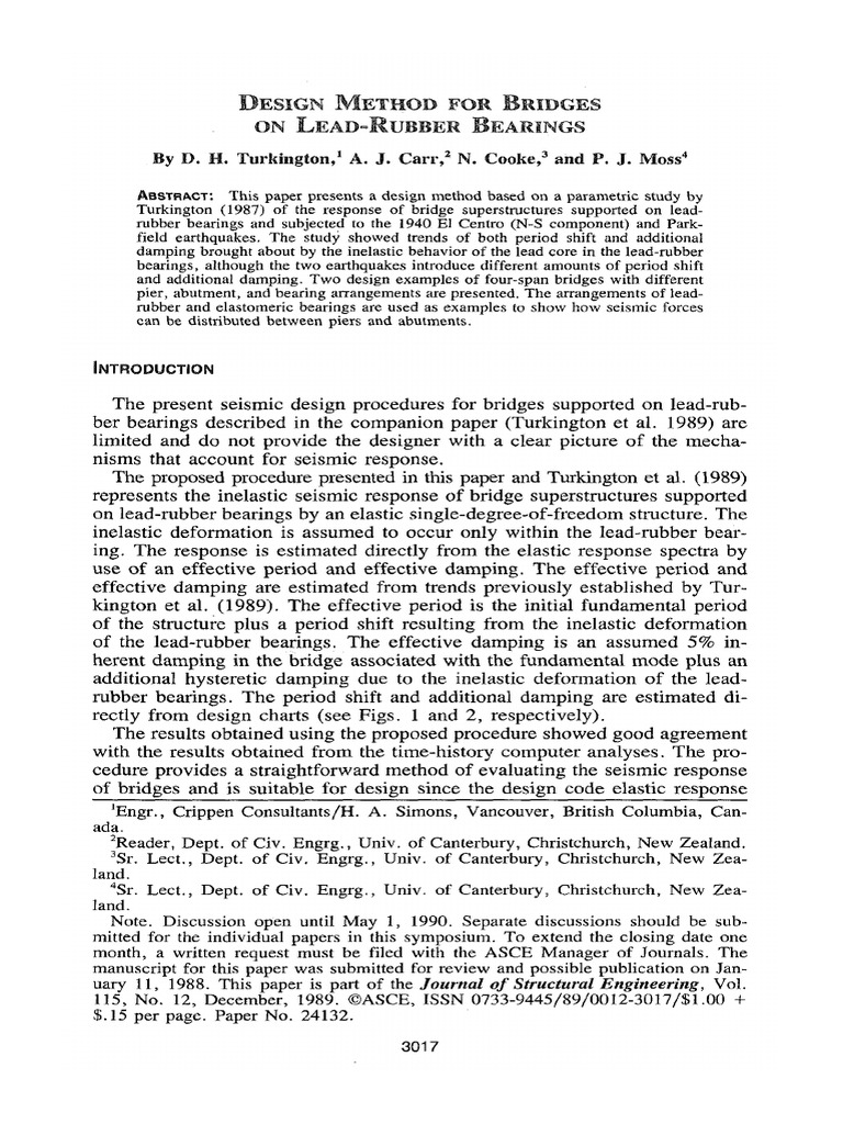 Bridge Design Using Lead-Rubber Bearings | PDF | Stiffness | Mechanics
