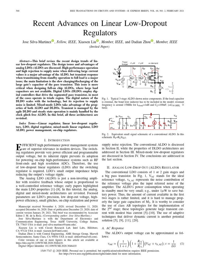 Recent Advances On Linear Low-Dropout Regulators | PDF | Electrical ...