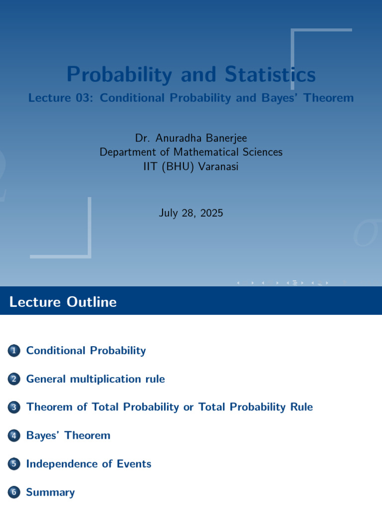 Conditional Probability & Bayes' Theorem | PDF | Measure (Mathematics ...