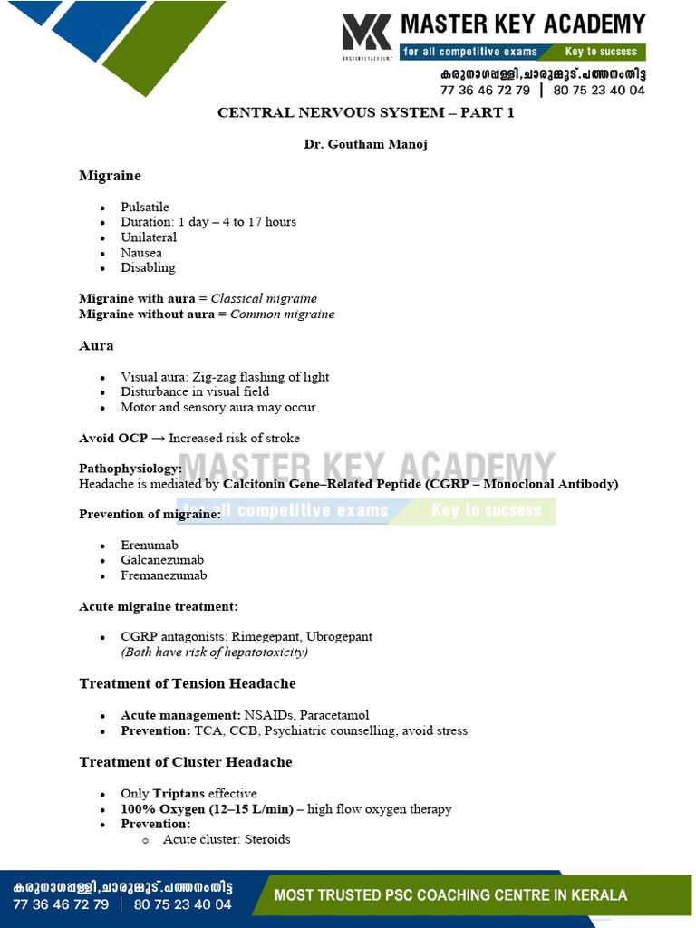 Central Nervous System Disorders Overview | PDF | Peripheral Neuropathy ...