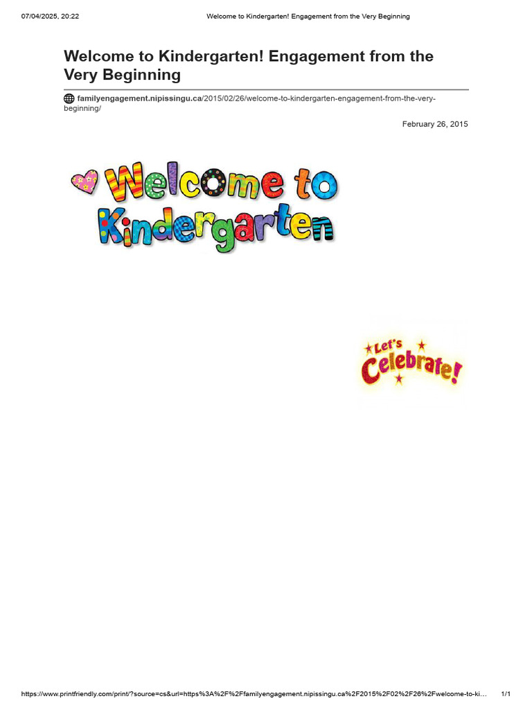 Welcome To Kindergarten! Engagement From The Very Beginning | PDF
