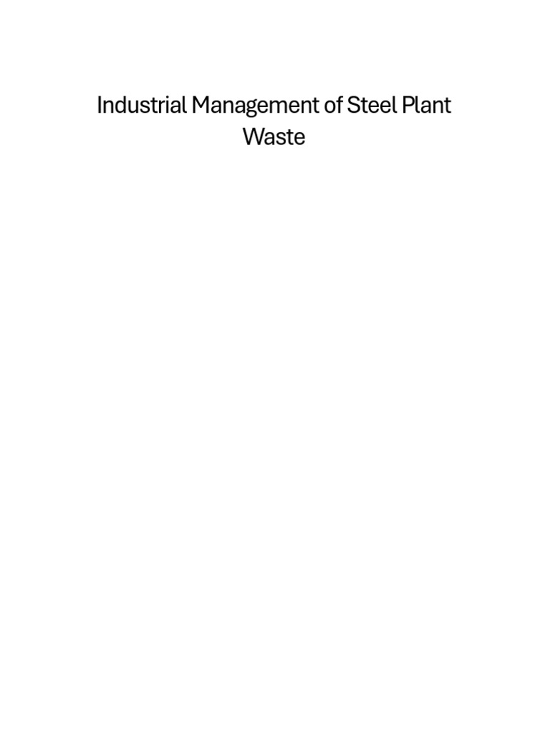 industrial_management_of_steel_plant_waste | PDF | Methodology ...