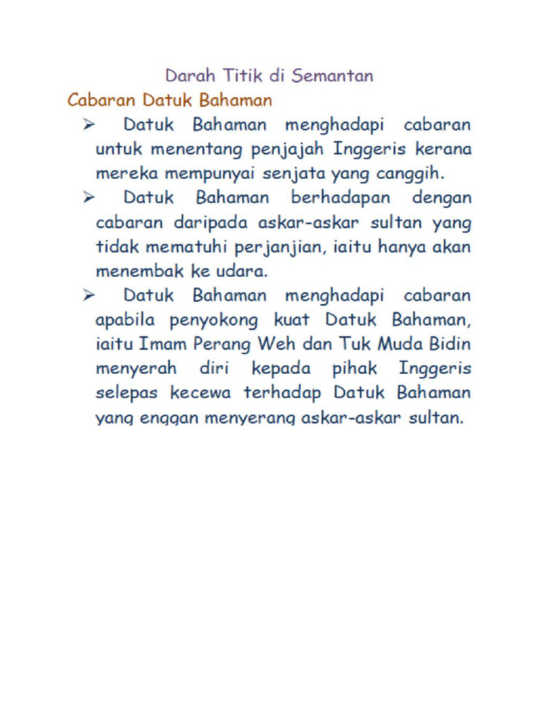 Contoh Peristiwa Darah Titik Di Semantan | PDF