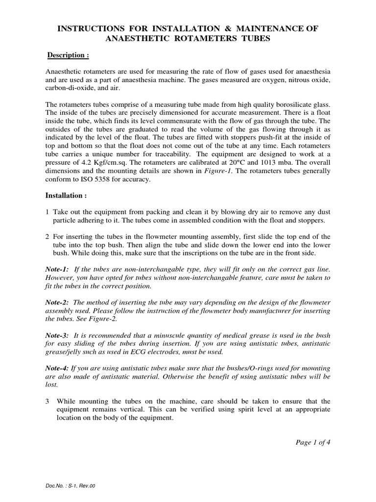 Instructions For Installation & Maintenance | PDF | Flow Measurement ...