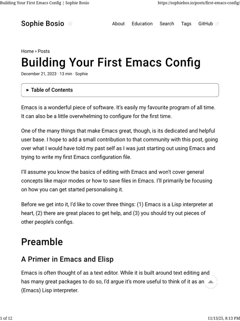Building Your First Emacs Config Sophie Bosio | PDF | Computing | Software