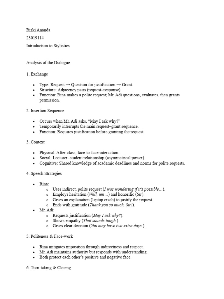 Rizki Ananda 23019114 Introduction To Stylistics Task 10 Pdf