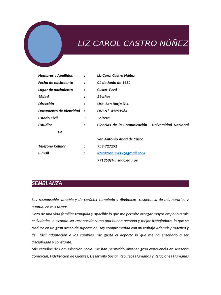 CV Carol para Copesco | PDF