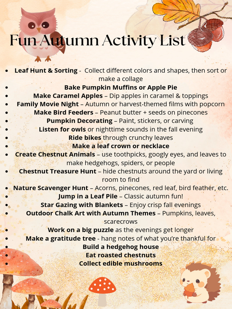 Fun Autumn Activity List | PDF