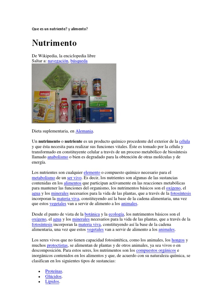 Que Es Un Nutriente | PDF | Nutrientes | Carbohidratos