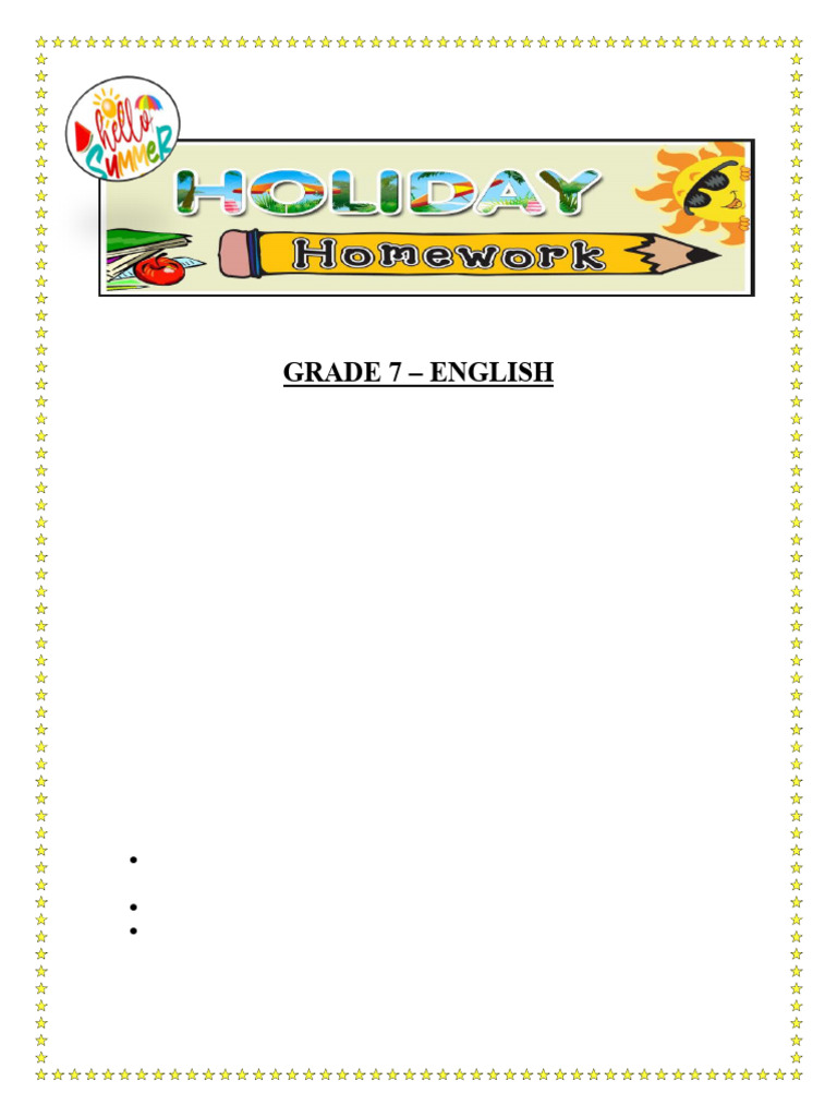 Grade 7 English Summer Homework Guide | PDF | Homework
